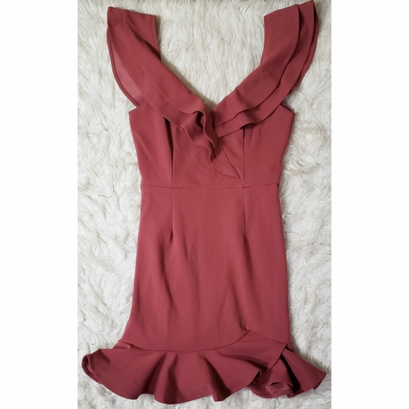 Angel Biba | Dresses | Angel Biba Pink Ruffle Mini Dress Off The ...